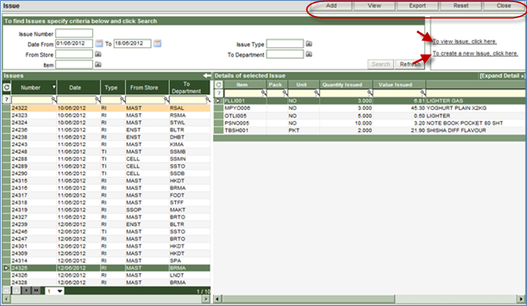 Materials Management - Overview - Issue of items from the store
